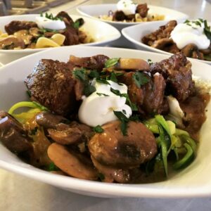 Beef Stroganoff Over Zoodles - Chew On This